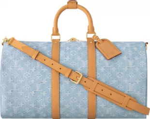 Louis Vuitton - Light Blue Monogram Denim Keepall 45 Bag