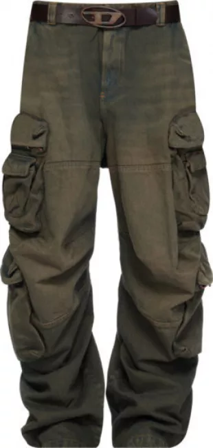 Diesel - Brown Dirty D Fish Baggy Cargo Jeans