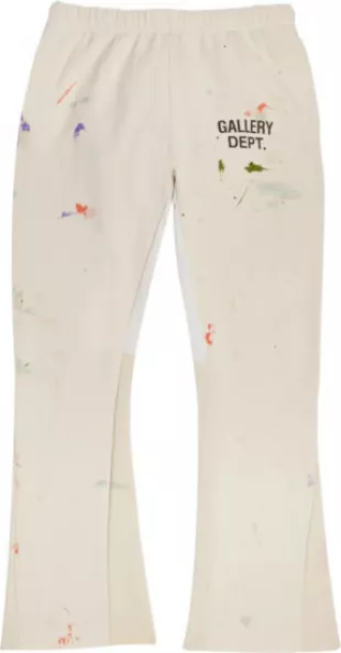 Gallery Dept. - Cream Paint Splatter Flared Sweatpants