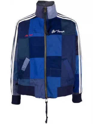 Greg Lauren - Royal Blue Patchwork Bomber Jacket