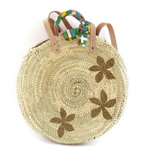 Maud Fourier Paris - Panier Cabas de Plage rond en osier peint fleurs ...