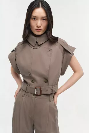 Simkhai - Axel Linen Top in Faded Olive