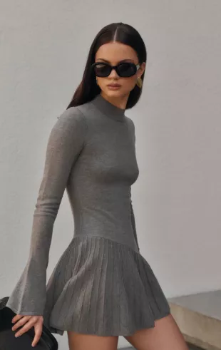 meshki - Blair Knit Mini Dress With Pleats