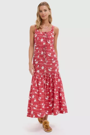 Coco Shop - Red Shell Double Drawstring Dress