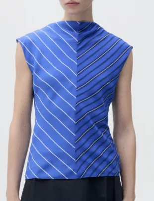 Mango - Noeli Colorblock Stripe Funnel Neck Top