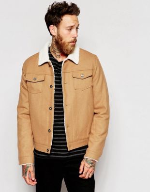 Asos - ASOS Wool Bomber With Faux Shearling Lining And Collar at asos.com