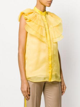 Givenchy - GIVENCHY Silk Ruffled Organza Blouse