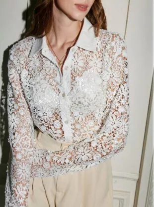 Aveloria - Sheer Lace See Through Shirt