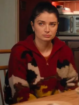 Vanson JACKETS - Bad Sisters S2 Eve Hewson Red Patterned Sweater