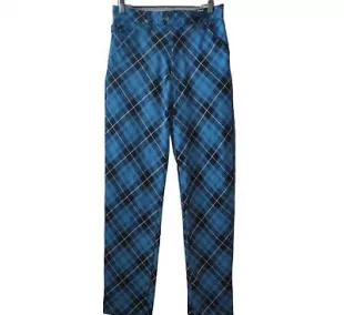 Royal & Awesome - Blue Plaid Trews Activewear Golf Trouser Pants