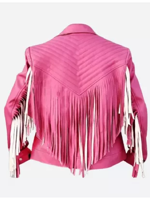 The Jacket Spot - Minecraft Movie 2025 Jason Momoa Pink Fringe Jacket