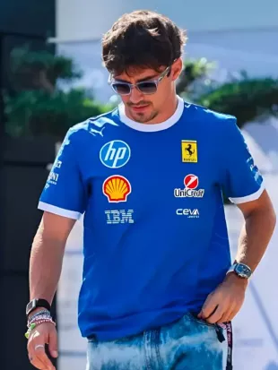 Vanson Jackest - F1 Grand Prix Of Italy Charles Leclerc Blue T-Shirt