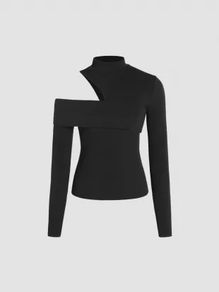 cider - Rib Cut Out Long Sleeve Top