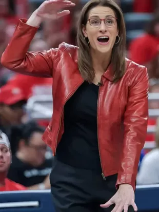 Vanson JACKETS - Stephanie White WNBA Playoffs Red Leather Jacket