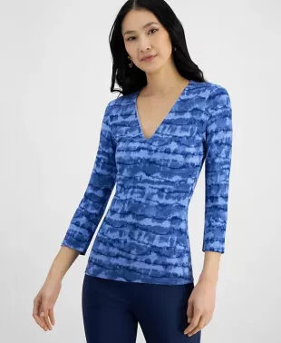 INC International Concepts - Printed Ribbed Top