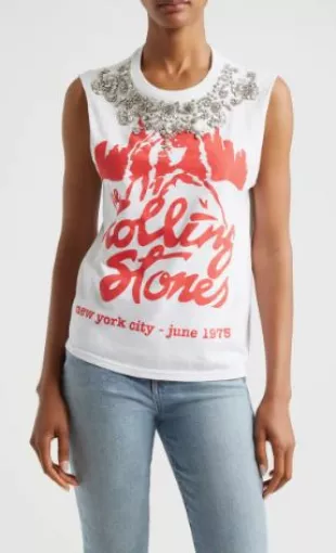 Alice + Olivia - Micah Embellished Muscle Graphic Tank