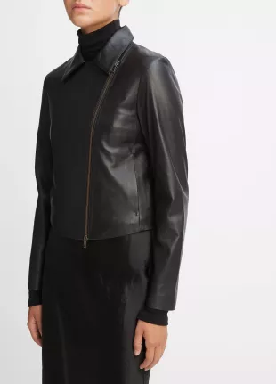 vince - Cross Front Leather Jacket