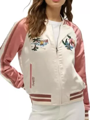 Wilson Jackets - Superdry Suikajan Pink Hawaii Print Bomber Jacket