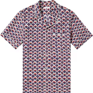 Valentino - Navy & Red Scale Print Shirt