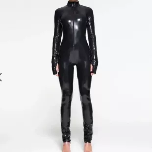 skims - Stretch Vinyl Zip Front Catsuit