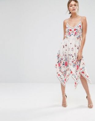oasis - Oasis Printed Hanky Hem Dress at asos.com