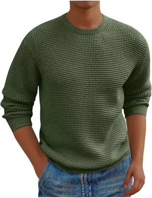 Generic - Knit Sweater Causal Ribbed Cuffs Crew Neck Sweatshirts
