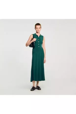 Sandro - Short Pleated Dress with Rhinestones