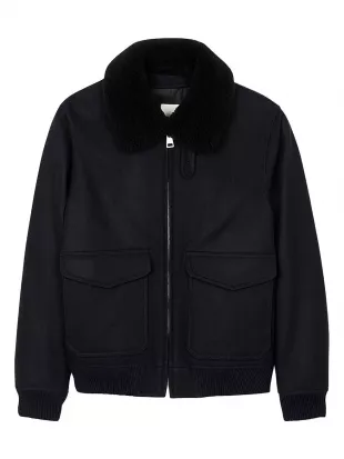 Sandro - Wool Aviator Jacket with Shearling