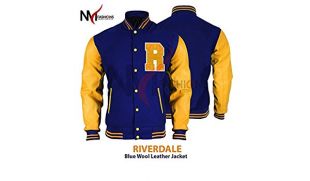 NM Fashions Blue & Yellow KJ APA Varsity Letterman R Bomber Riverdale ...