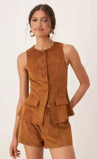 ASOS DESIGN - Structured Faux Suede Vest Top