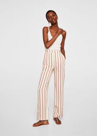 Mango - Pantalon droit à rayures