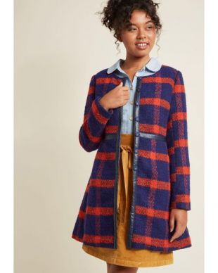 Modcloth - Women's Blue Retro Tailored A-line Coat ModCloth