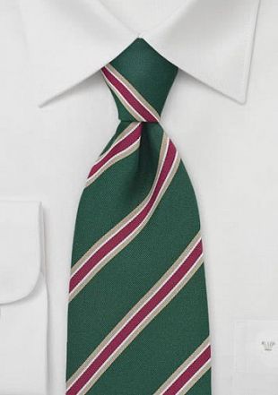 Cravate verte à rayures rouge et beige | Cravate.net