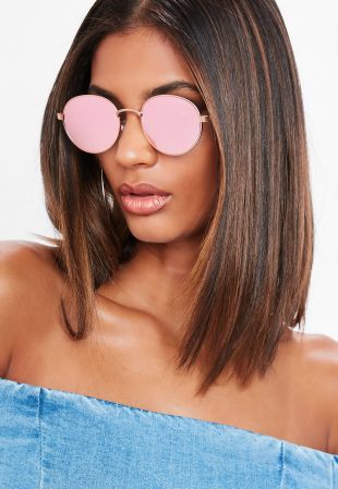 Missguided - Missguided Lunettes rondes à reflets violets