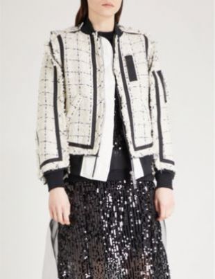 sacai - Sacai - Tweed bomber jacket