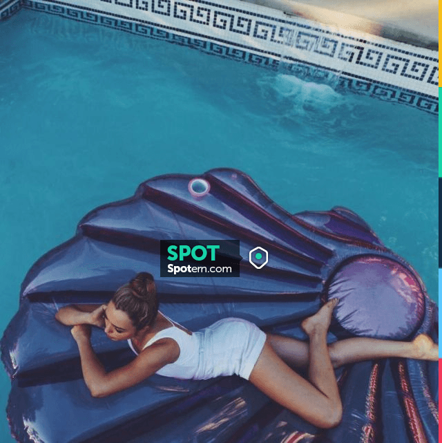 Purple shell pool float seen on Peyton List Instagram account | Spotern