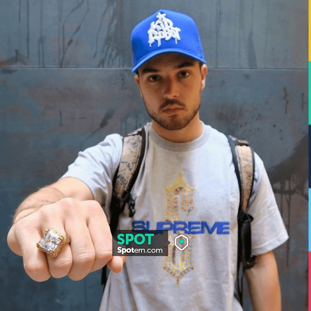 The tee-shirt Supreme Diamonds Grey worn by Eric Whiteback on his ...