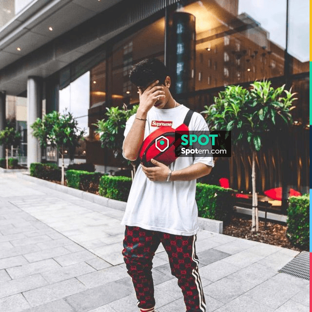 The lumbar pack Supreme x TNF red that is on the influencer and ...