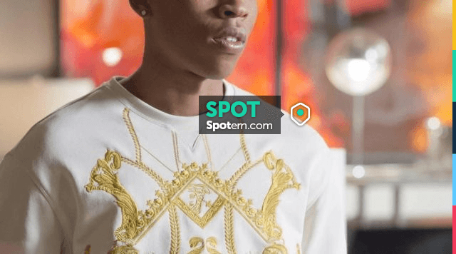 The sweat white Versace pattern embroidered gold worn by Hakeem Lyon ...
