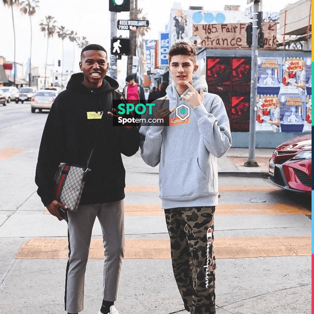 The hoodie Supreme grey FW17 what does the influencer Blake Linder on ...