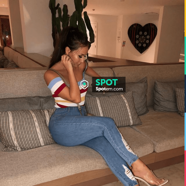 The crop top naked shoulders striped worn by Ruby Fairs on his account Instagram | Spotern