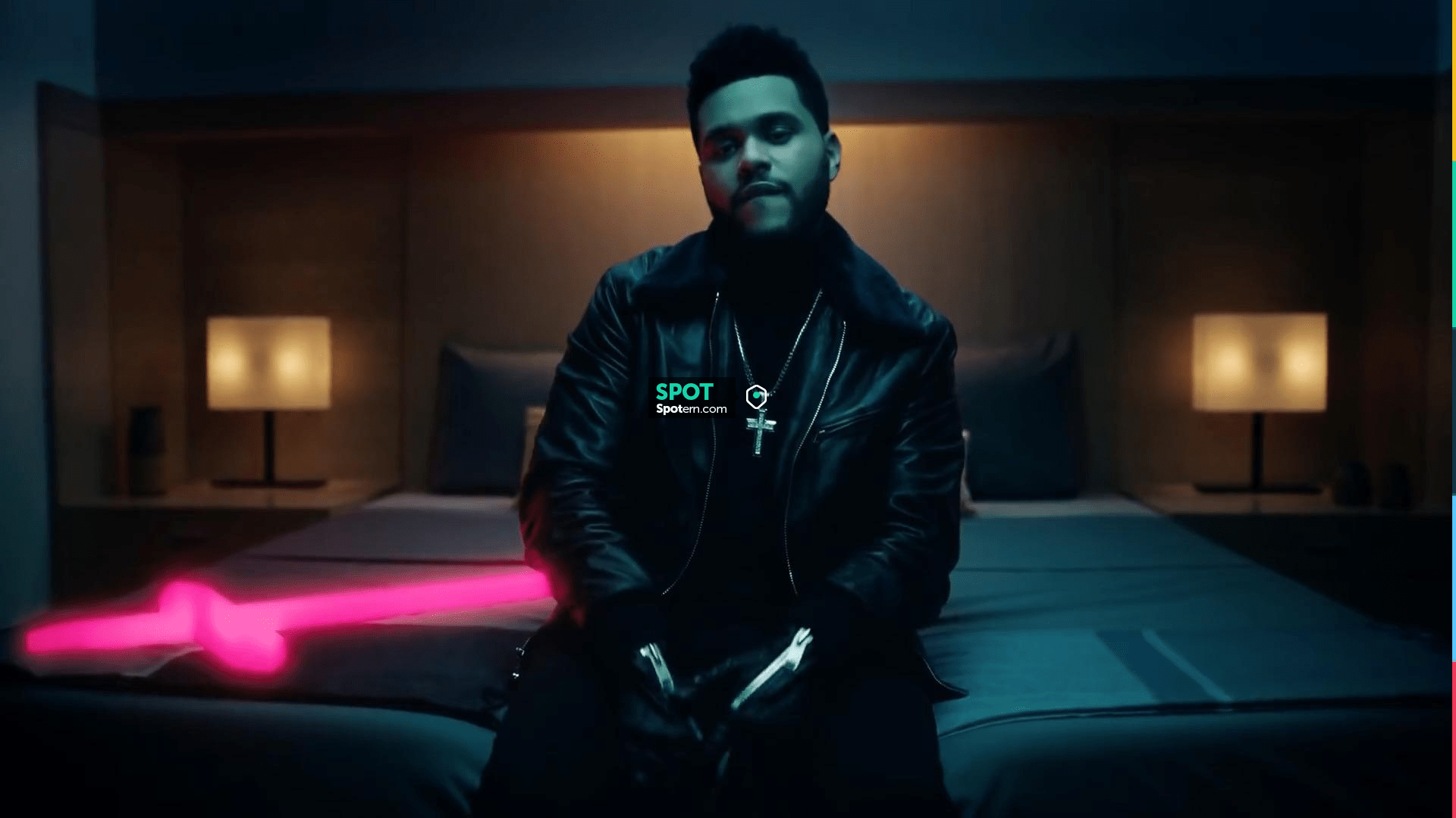 The Weeknd wears a cross pendant necklace in his Starboy feat. Daft ...
