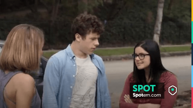 Lucky Brand Lace Placket Top in Rich Dark Red worn by Alex Dunphy ...