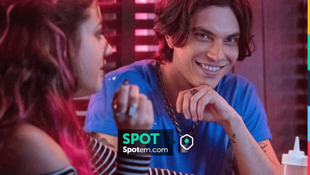 The collar padlock worn by Zed Evans (Samuel Larsen) in the film After ...