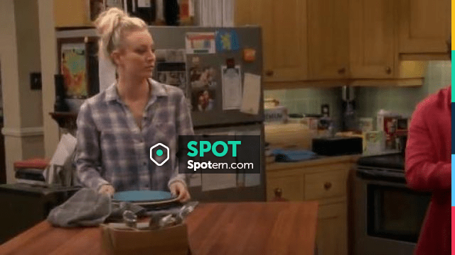 Current Elliott The Slim Boy Plaid Shirt worn by Penny (Kaley Cuoco) in ...