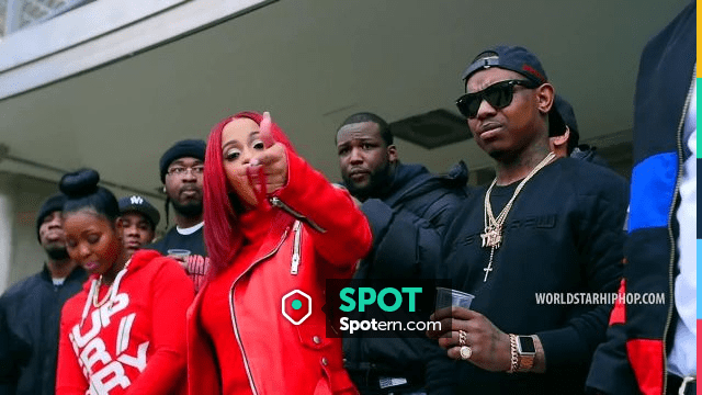 Red leather jacket worn by Cardi B in his clip Red Barz | Spotern