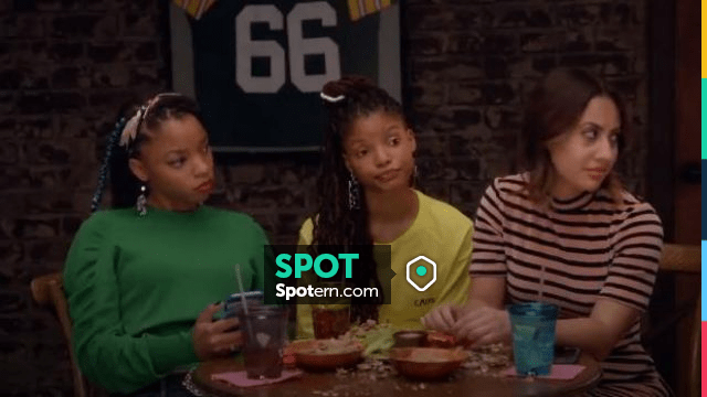 Yellow "Caos" Strap Long Sleeve T-Shirt worn by Sky Forster (Halle ...