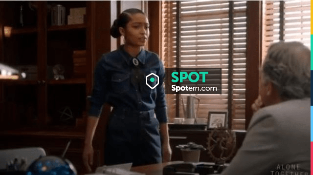 Zara Slim Fit Western Denim Shirt worn by Zoey Johnson (Yara Shahidi ...