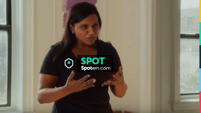 Black V Neck t-shirt worn by Molly Patel (Mindy Kaling) as seen in Late ...