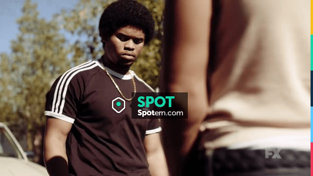 The Adidas t-shirt black with white stripes worn by Leon Simmons ...